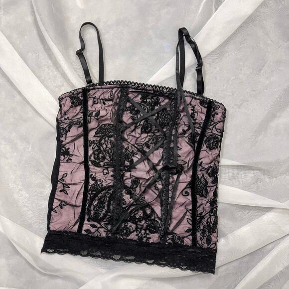 Unknown | Tops | Vintage 9s Black Purple Mesh Detailed Goth Camisole S ...